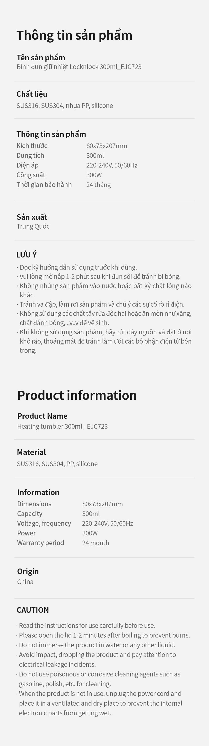 Mua Bình Đun Giữ Nhiệt Lock&Lock Heating Tumbler 220 - 240V, 50 - 60Hz, 300W, 300Ml - 2 Màu (Ngà ...